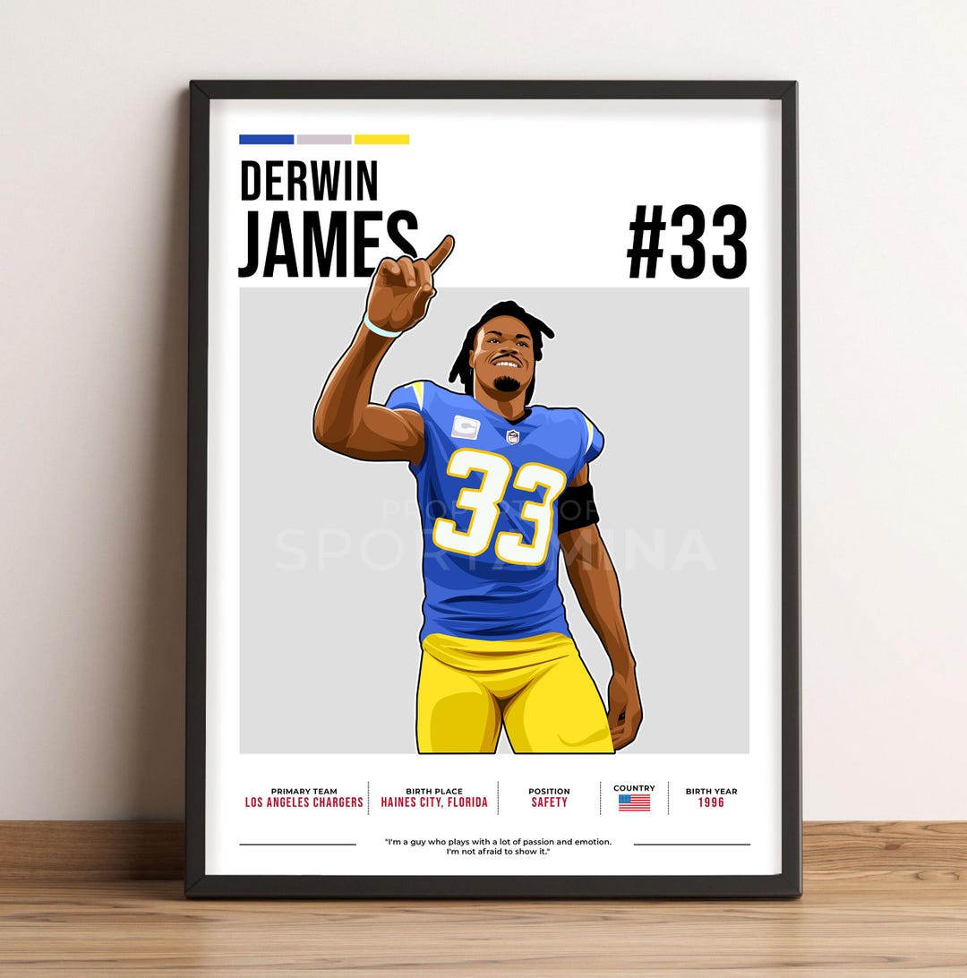 Derwin James Poster, Football Art, Derwin James Fan Gift, Vector ...