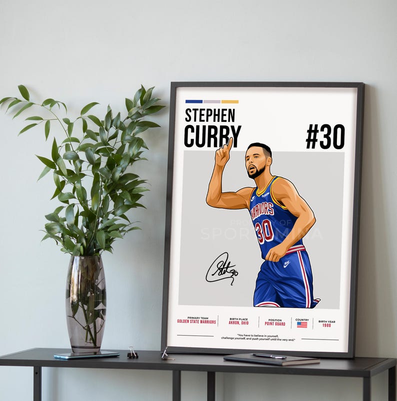 Stephen Curry Poster, Basketball Art, Stephen Curry Fan Gift, Vector ...