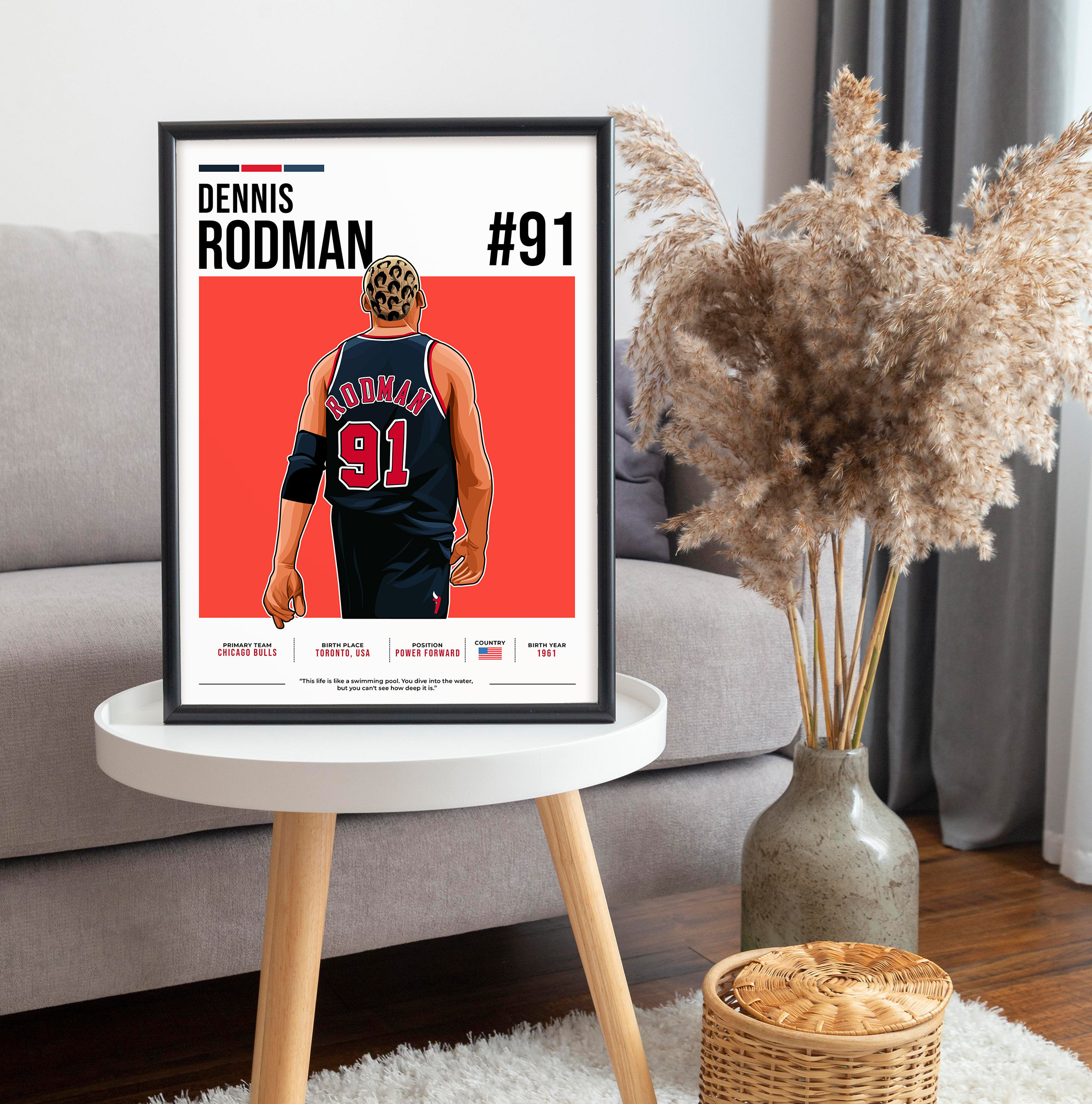 Dennis Rodman Poster, Basketball Print, Vector Illustration, Rodman ...