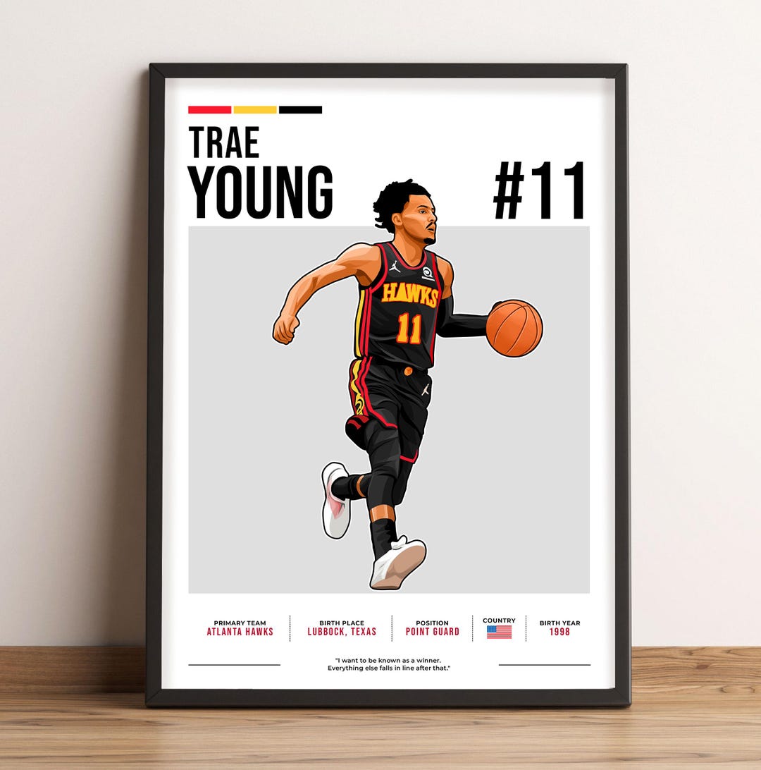 Trae Young Poster, Basketball Art, Trae Young Fan Gift, Vector ...