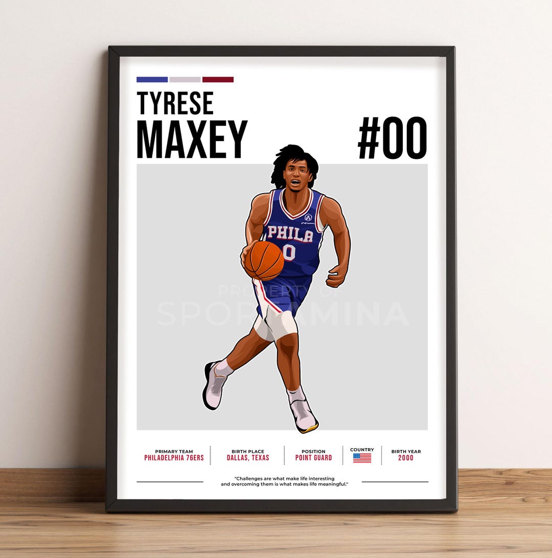 Tyrese Maxey Poster, Basketball Art, Tyrese Maxey Fan Gift, Vector ...