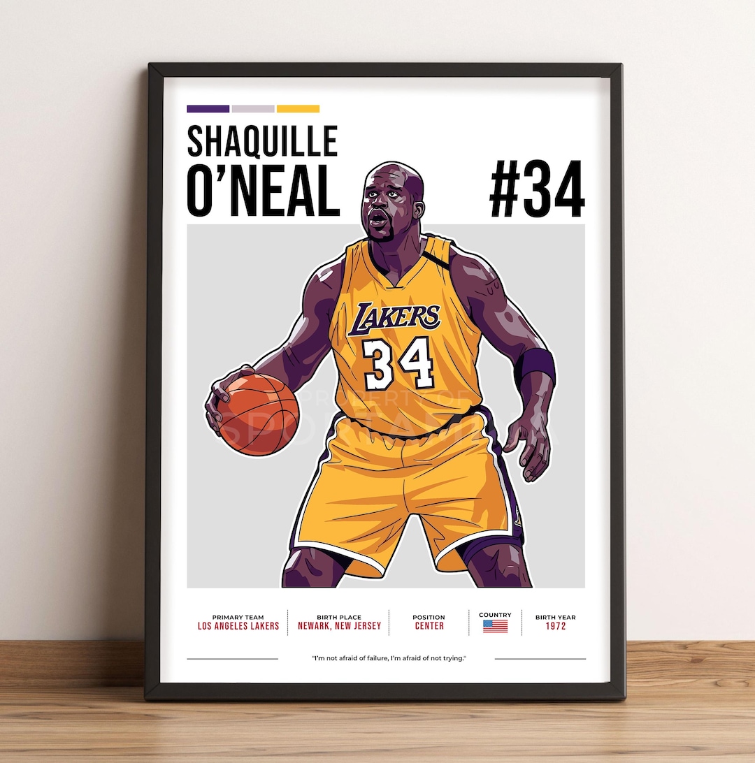 Shaquille O'neal Poster, Basketball Art, Shaquille O'neal Fan Gift ...