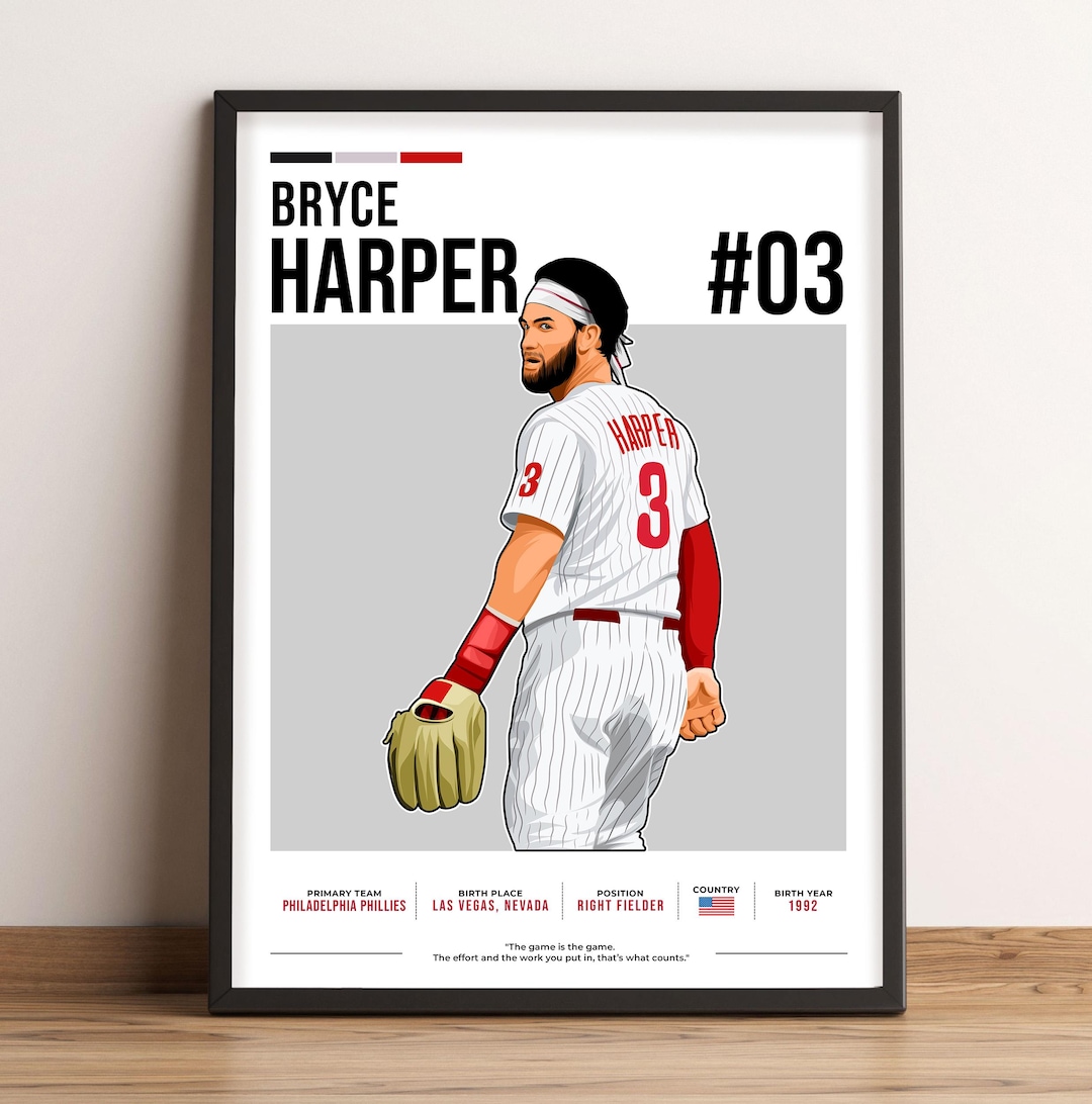 Bryce Harper Poster, Baseball Art, Bryce Harper Fan Gift, Vector ...