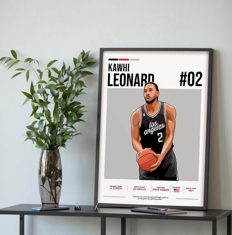 Kawhi Leonard Poster, Basketball Print, Leonard Print Vector ...