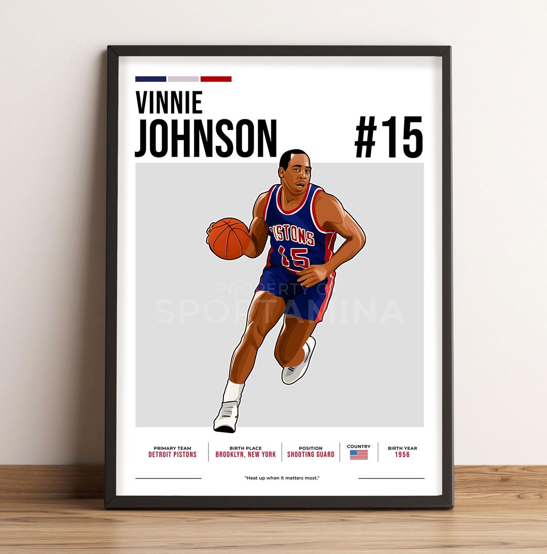 Vinnie Johnson Poster, Basketball Art, Vinnie Johnson Fan Gift, Vector ...