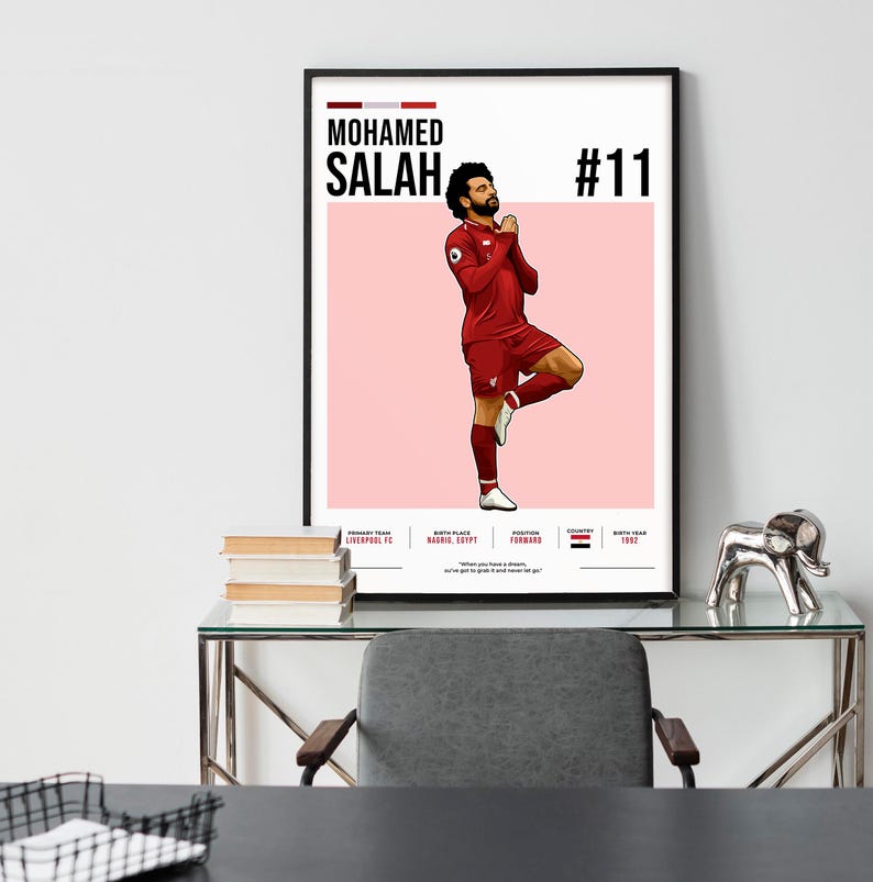 Mohamed Salah Poster, Soccer Art, Mohamed Salah Fan Gift, Vector ...