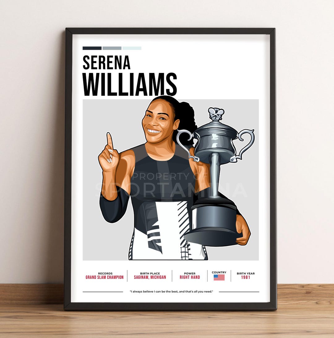 Serena Williams Poster, Tennis Art, Serena Williams Fan Gift, Vector ...