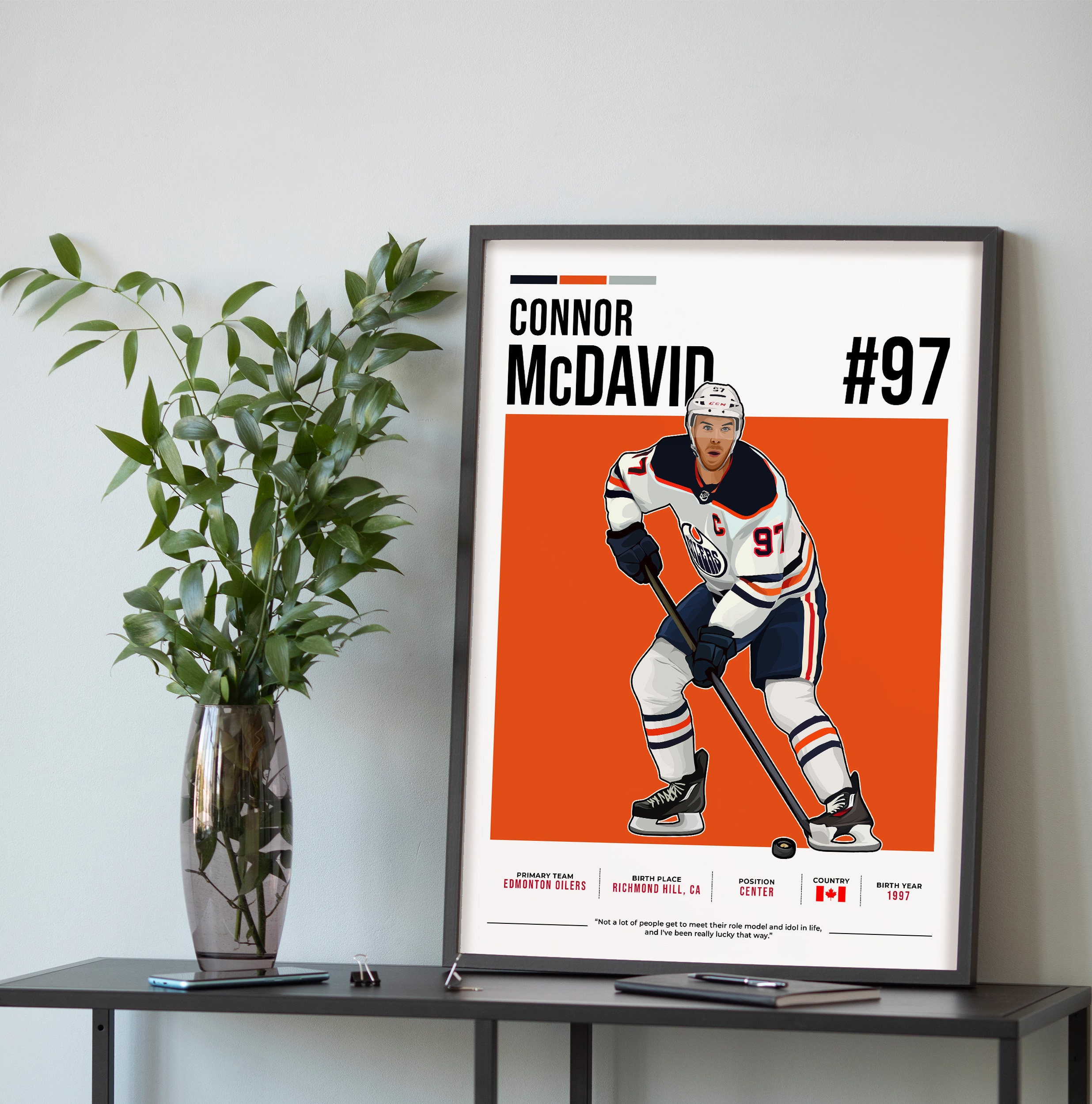 Connor Mcdavid Poster, Ice Hockey Print, Vector Illustration, Mcdavid ...