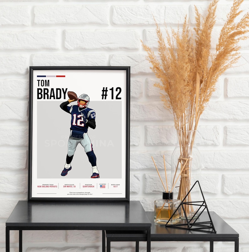 Tom Brady Poster, Football Art, Tom Brady Fan Gift, Vector Illustration ...