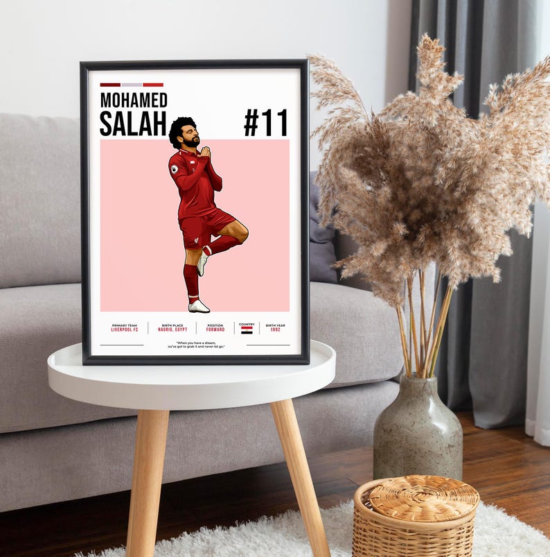 Mohamed Salah Poster, Soccer Art, Mohamed Salah Fan Gift, Vector ...