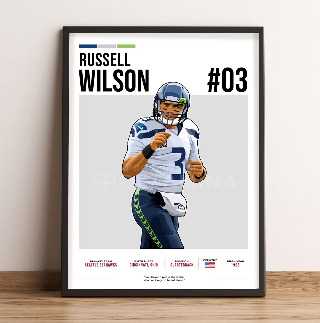 Russell Wilson Poster, Football Art, Russell Wilson Fan Gift, Vector ...
