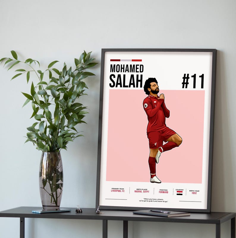 Mohamed Salah Poster, Soccer Art, Mohamed Salah Fan Gift, Vector ...
