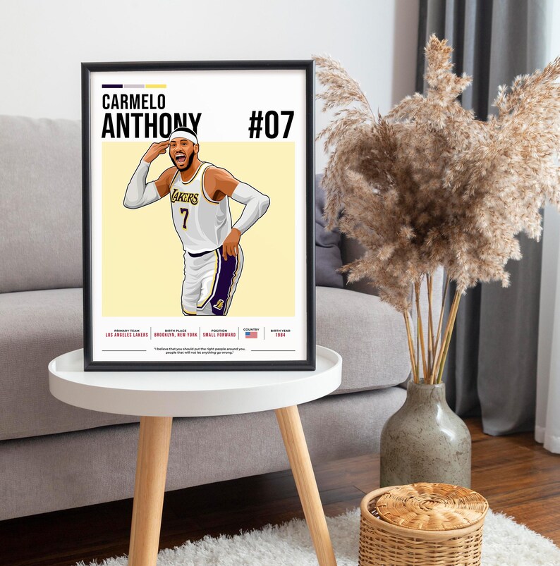Carmelo Anthony Poster, Basketball Art, Carmelo Anthony Fan Gift ...