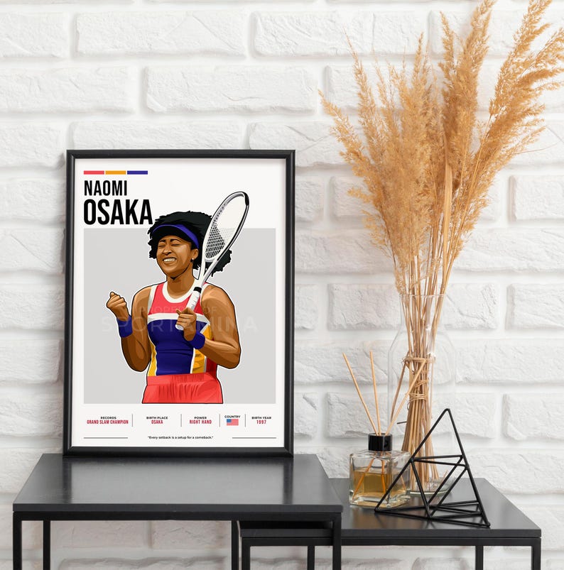 Naomi Osaka Poster, Tennis Art, Naomi Osaka Fan Gift, Vector ...