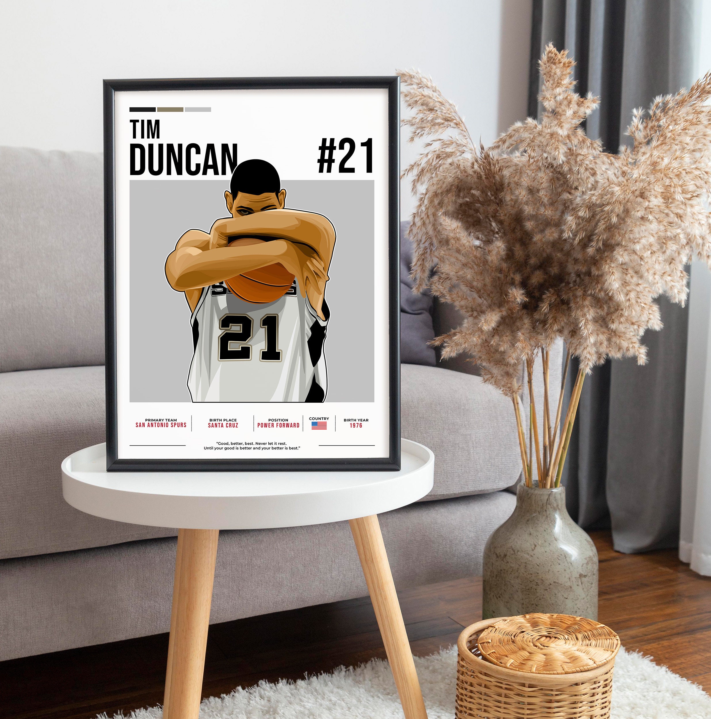 Tim Duncan Poster, Basketball Print, Duncan Print Vector, Vector ...