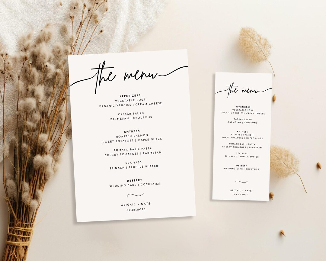 Wedding Food Menu Template Stylish Professional Editable Canva Template ...