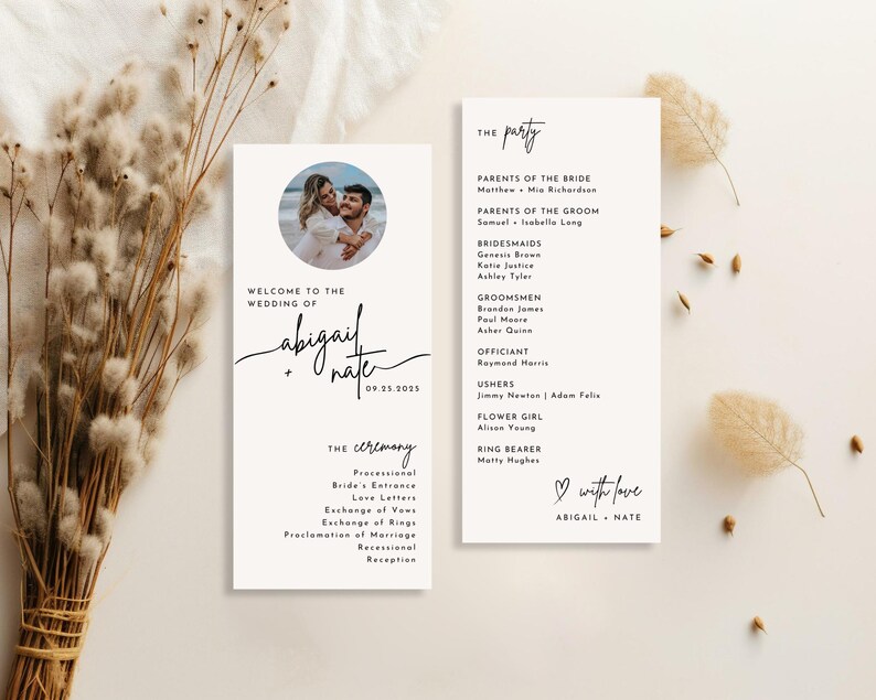 Wedding Program Template Stylish Professional Editable Canva Template ...