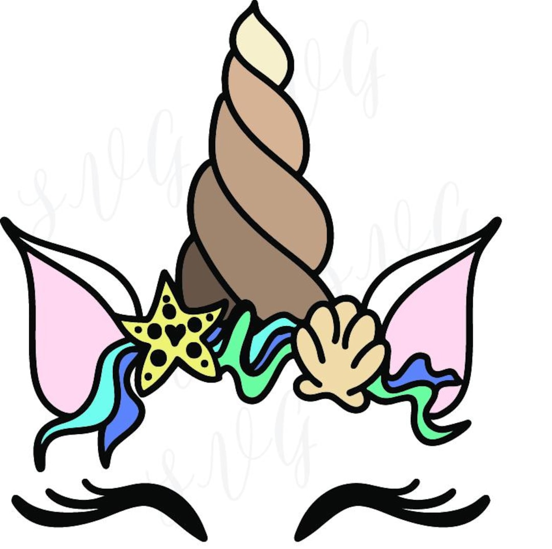 Unicorn Seashell Mermaid Crown SVG PNG - Unicorn Digital File for Use ...