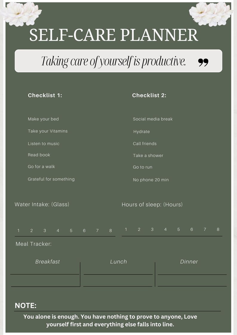 Self Care Planner, Editable Wellness Planner, Mental Health Planner ...