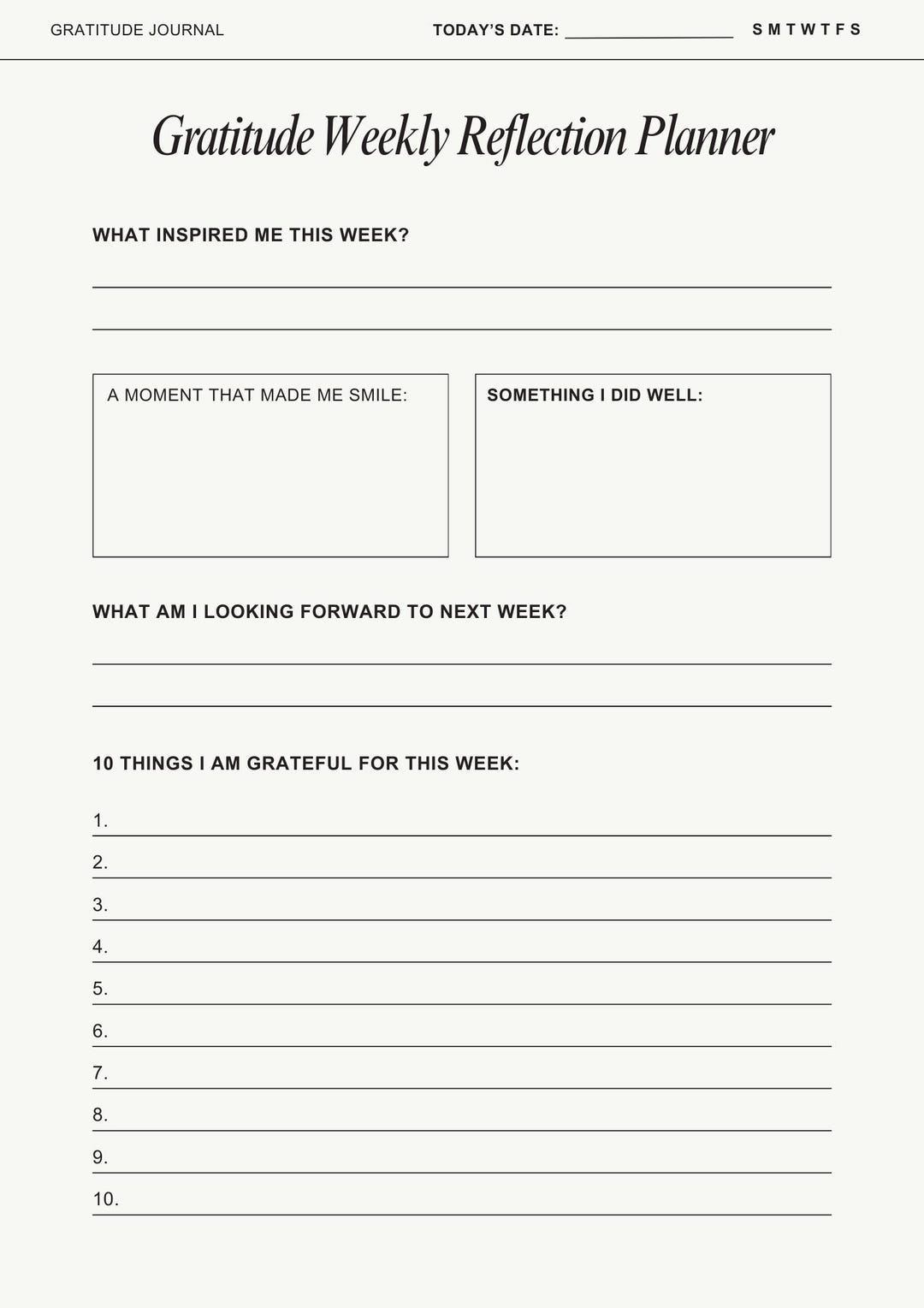 Gratitude Weekly Reflection Planner, Simple Day Planner, 24 Hour ...