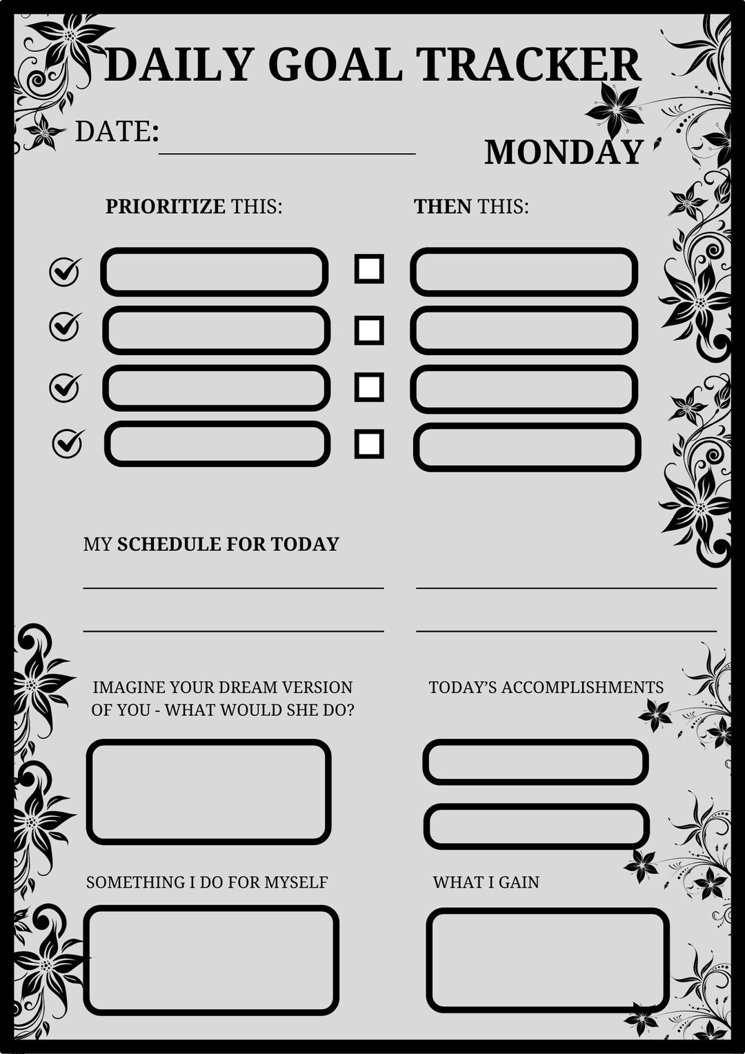 Daily Goal Tracker, Goal Planner Printable, Goal Tracker, Goal Setting ...