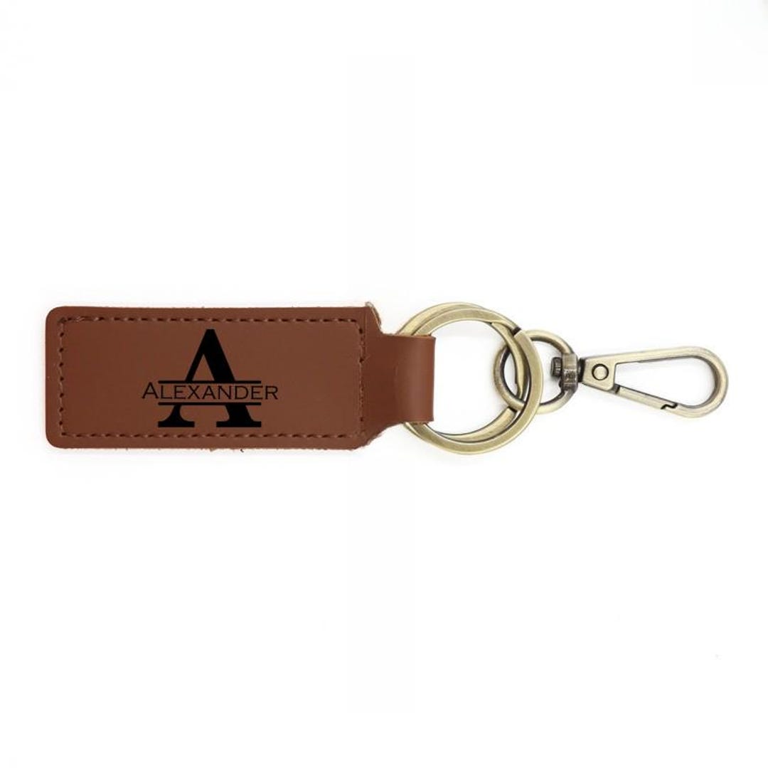 Mens and Ladies Leather Keychain With Monogram, Name - Keychain04 - Etsy