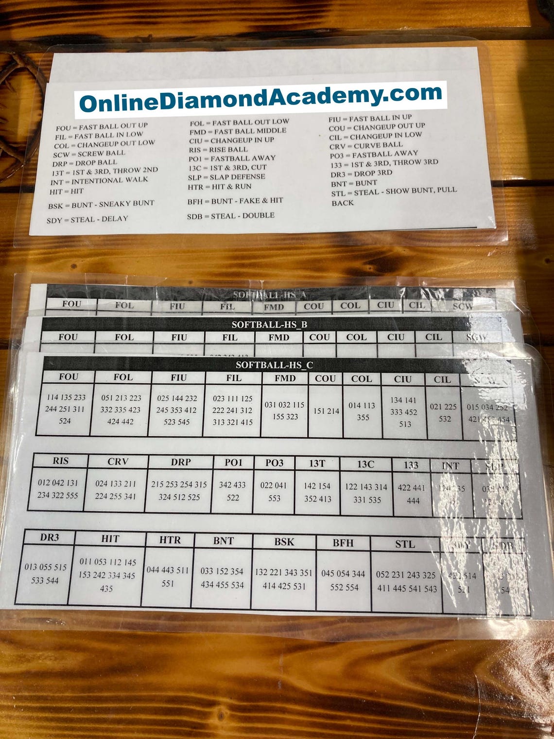 Fastpitch Softball Calling Signs Armband Cards Inserts Live Training ...