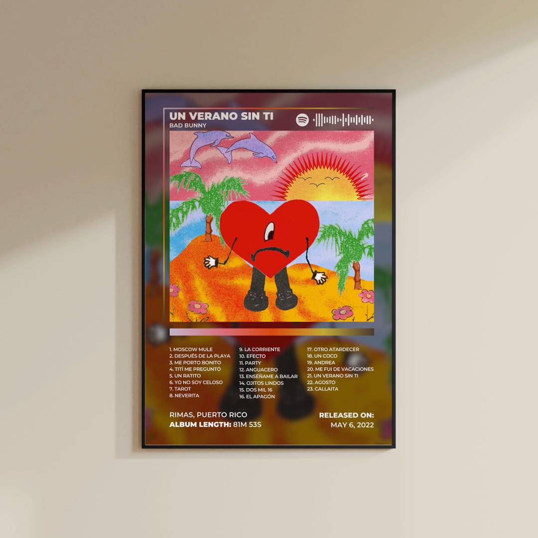 Bad Bunny Un Verano Sin Ti Album Cover Poster | Un Verano Sin Ti Poster | Custom Album Art ...