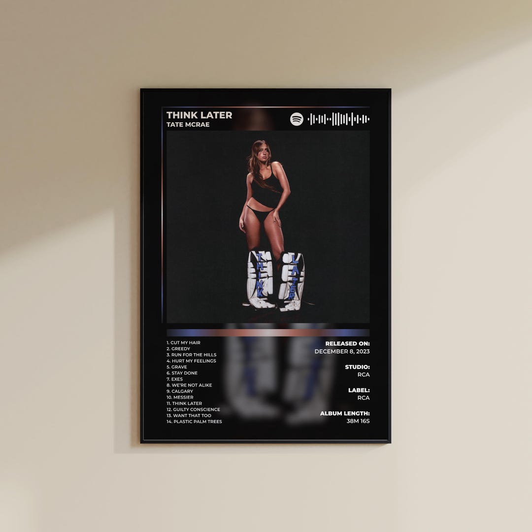 Tate Mcrae Think Later Album Cover Poster: Modern Music Room Art ...