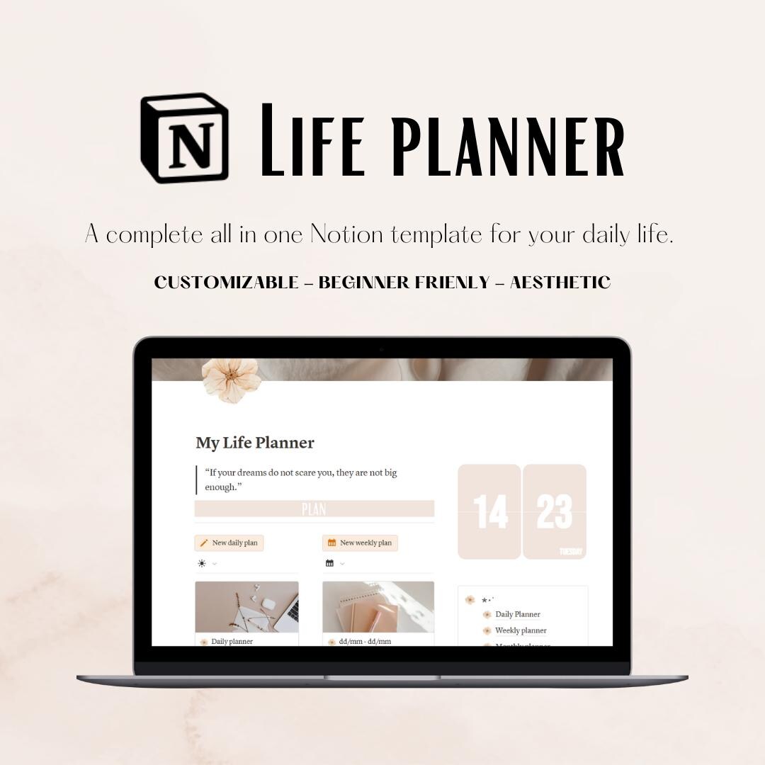 Notion Life Planner Template | Aesthetic Notion Planner | Notion Template | All in One Notion ...