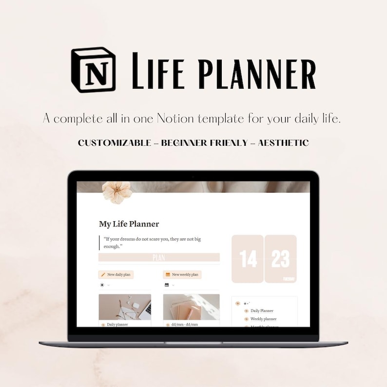 Notion Life Planner Template Aesthetic Notion Planner Notion Template ...