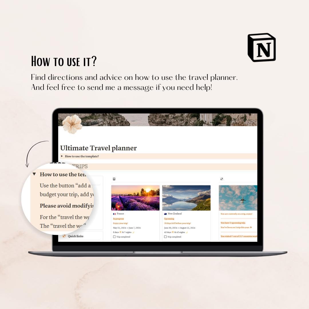 Notion Travel Planner Template | Trip Organizer | Travel Budget ...