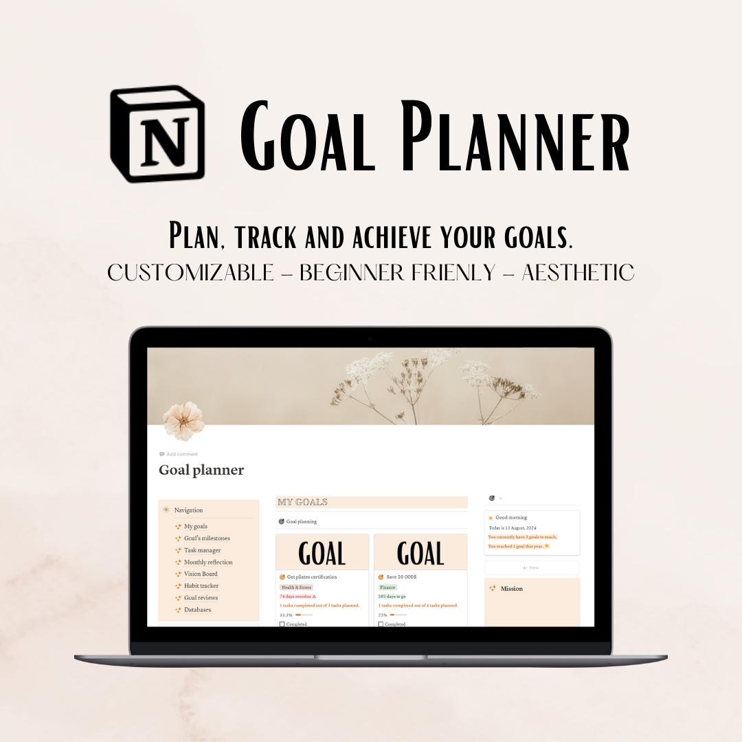 Goal Planner Notion Template | Habit Tracker | Goal Setting | Vision ...