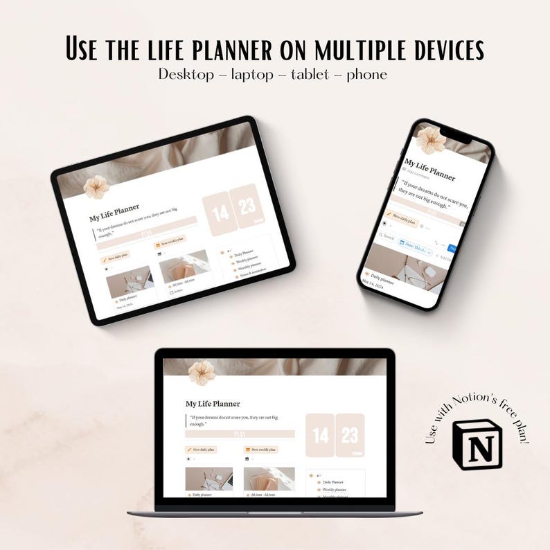 Notion Life Planner Template Aesthetic Notion Planner Notion Template ...