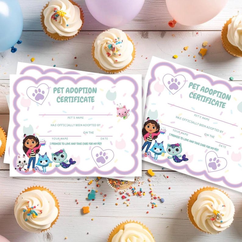 Editable Pet Adoption Certificate: Birthday Party Activity (digital ...