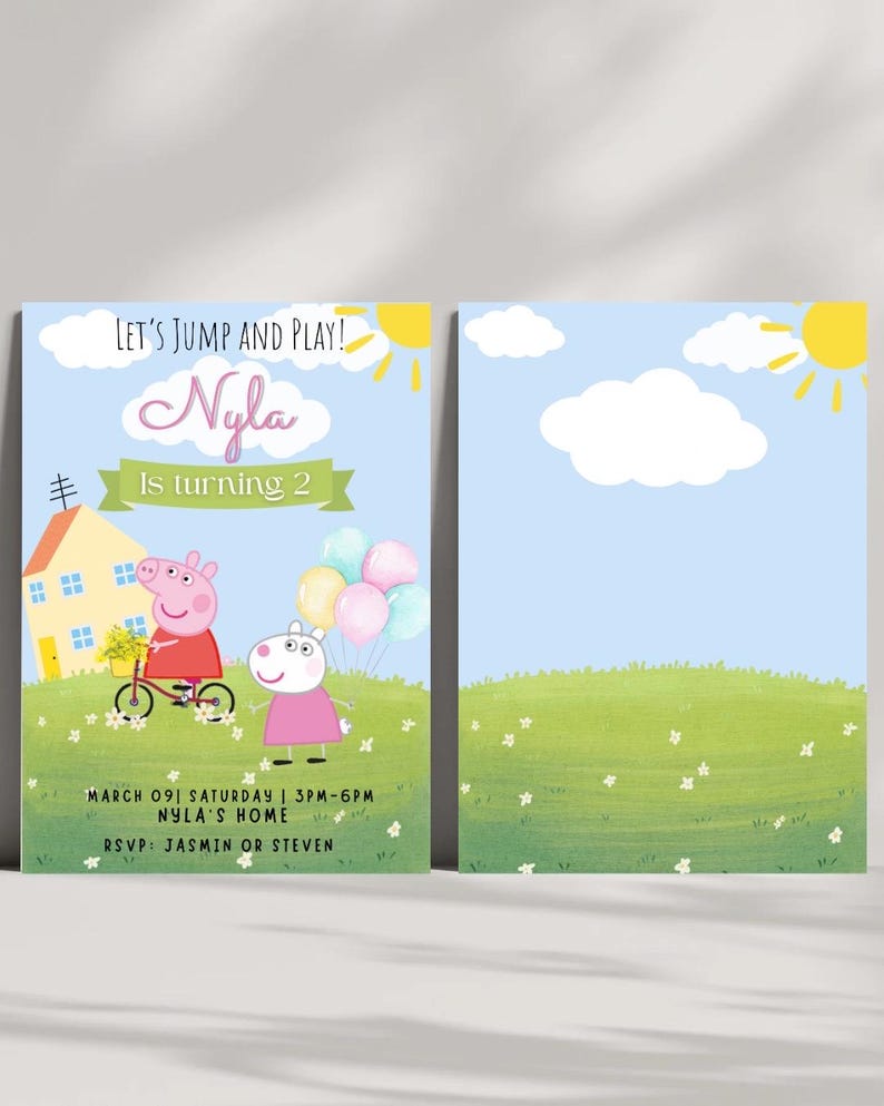 Editable Inspired Peppa Pig Invitation | Spring Summer Birthday Invite ...