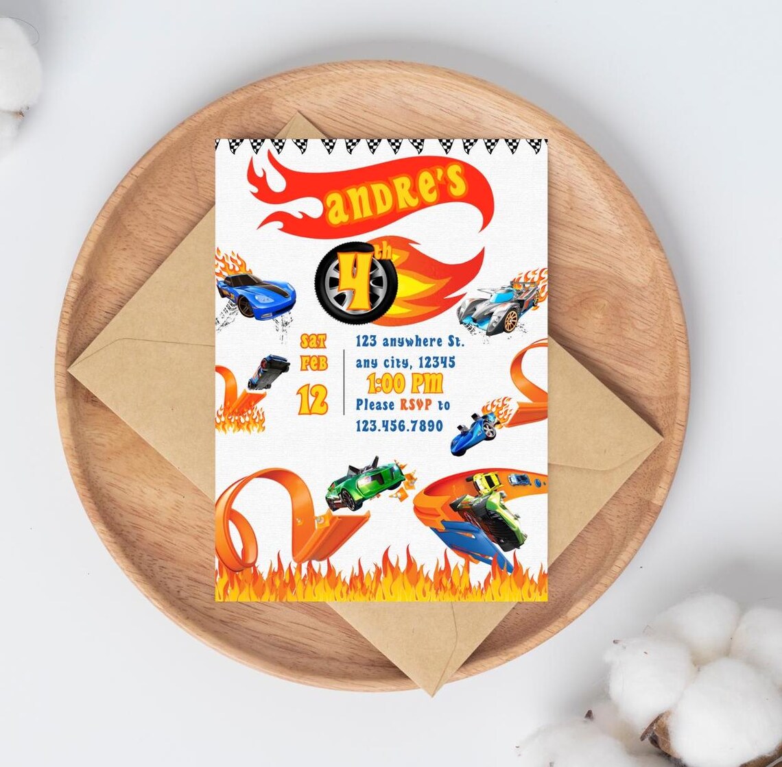 Hot Wheels Birthday Invitation | Editable Race Car Party Invite ...