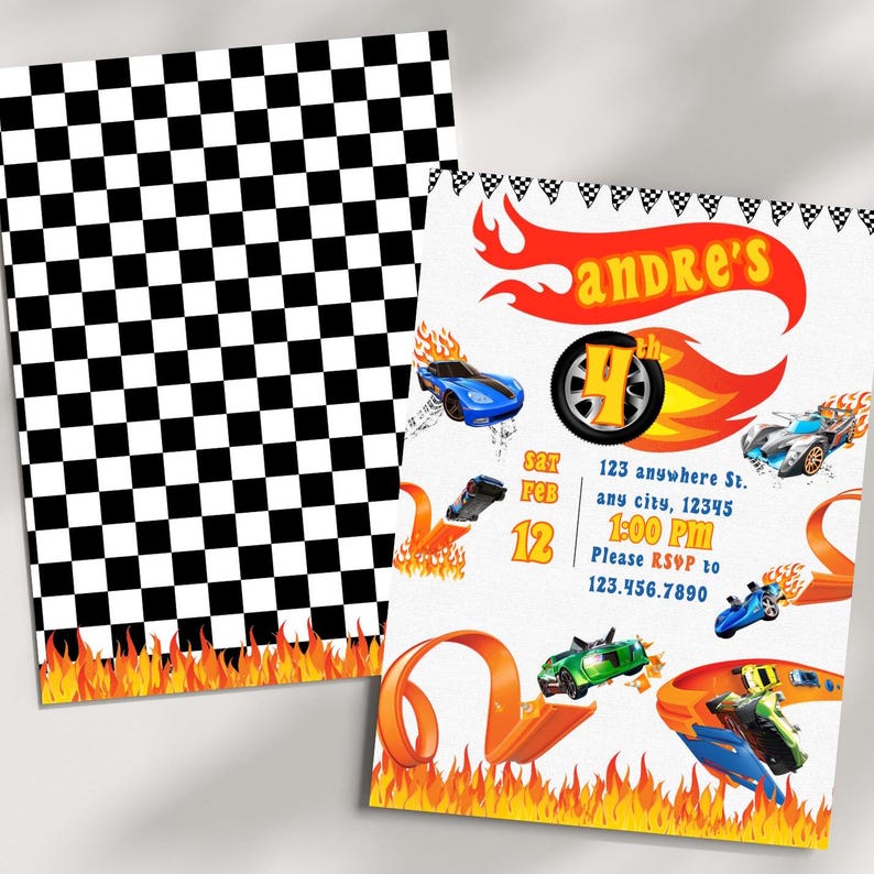 Hot Wheels Birthday Invitation | Editable Race Car Party Invite ...