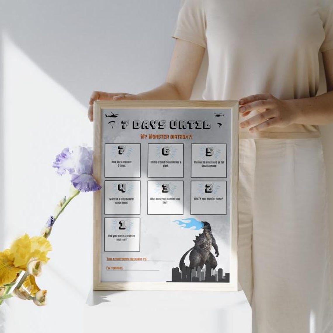Godzilla Birthday Countdown Chart | Fun Kids Digital Printable ...