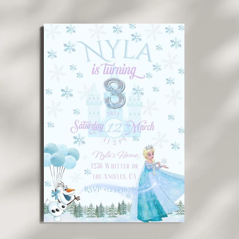 Frozen Birthday Invitation: Winter Wonderland, Elsa Theme (digital) - Etsy