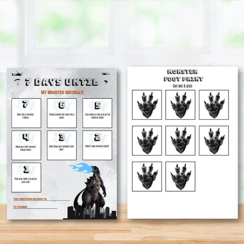 Godzilla Birthday Countdown Chart | Fun Kids Digital Printable ...