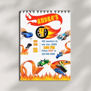Hot Wheels Birthday Invitation | Editable Race Car Party Invite ...