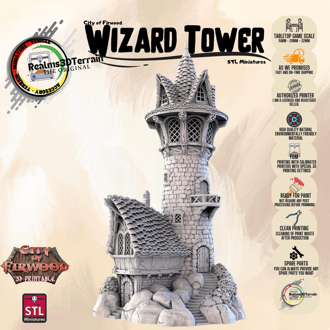 Wizard Tower - City of Firwood - Wargaming Tabletop - Fantasy Scenery ...