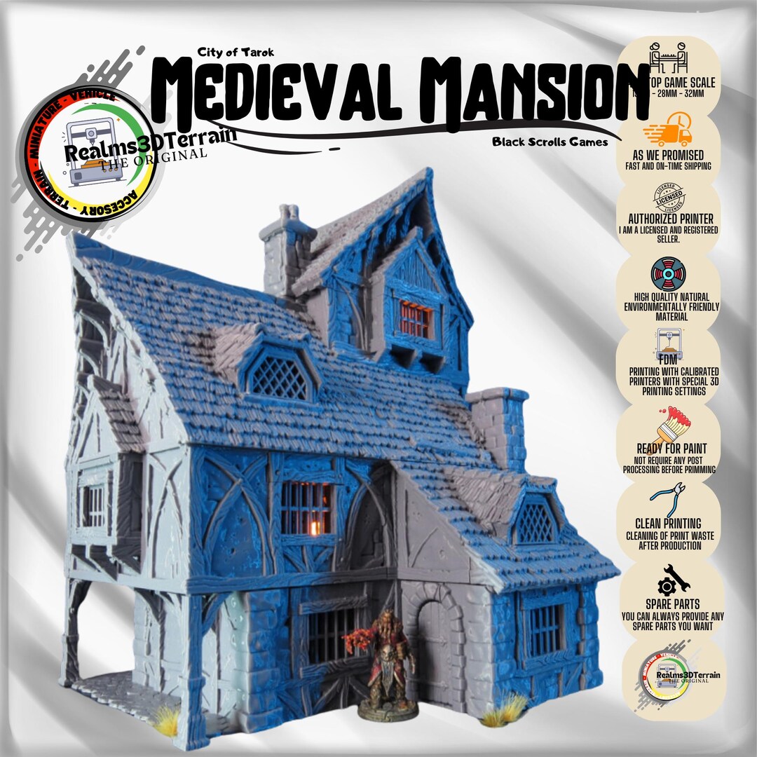 Medieval Mansion House - 28mm Tabletop Terrain - Wargaming Tabletop ...