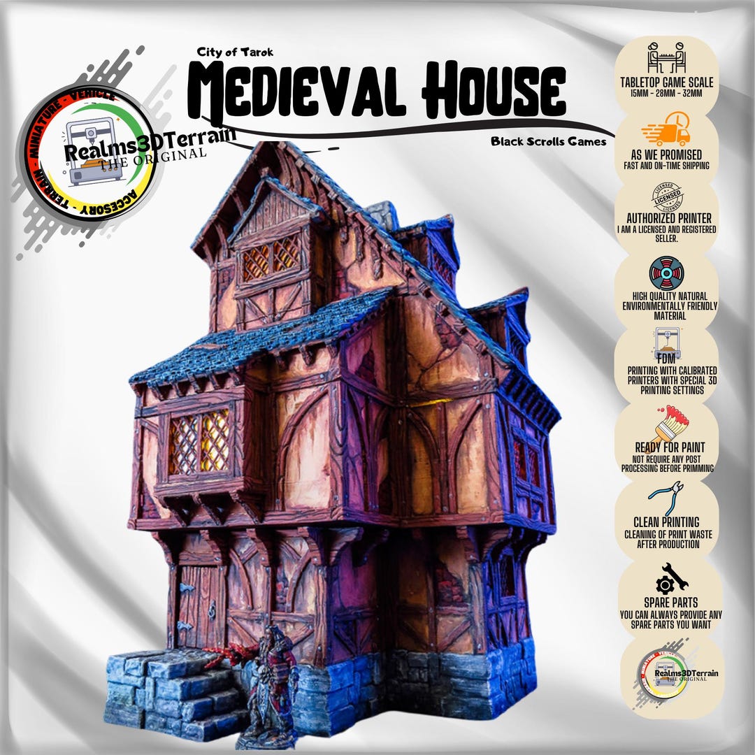 Medieval House - 28mm - Wargaming Tabletop - Fantasy Scenery - Mordheim ...