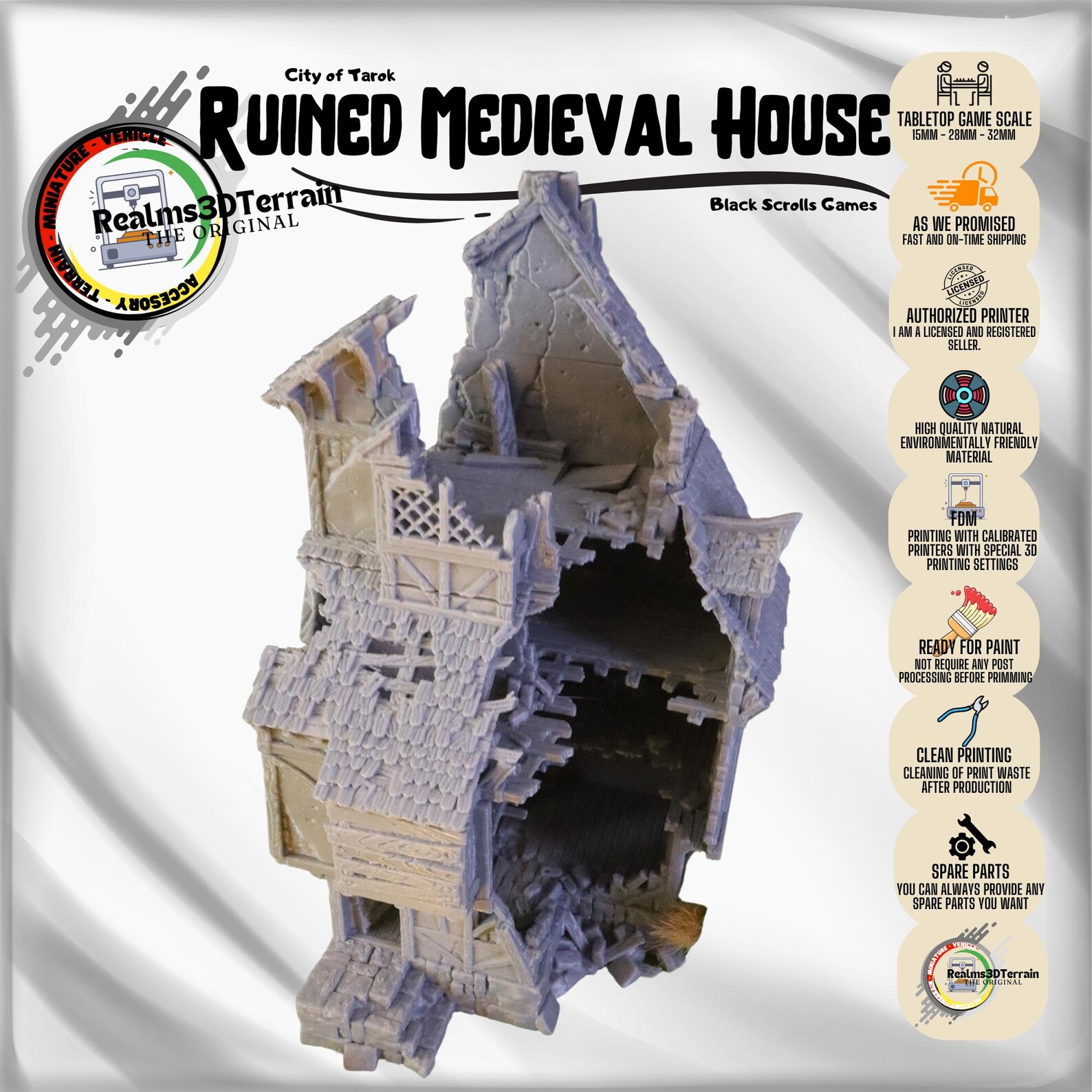 Ruined Medieval House - 28mm - Wargaming Tabletop - Fantasy Scenery ...