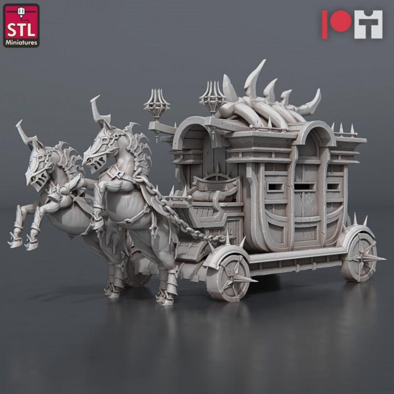 Dragon Hunters Wagon STL Miniatures Resin Sla 8K Wargaming Fantasy ...