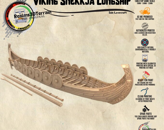 Viking Long Ship - Longship Apocalypse 15mm 28mm 32mm Wargaming Terrain ...