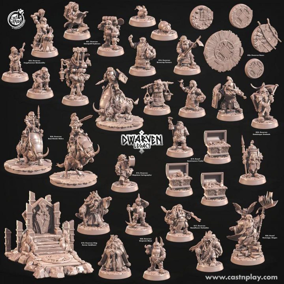 Dwarven Legacy - Cast N Play - Resin Sla 8K Wargaming Minies - Fantasy ...