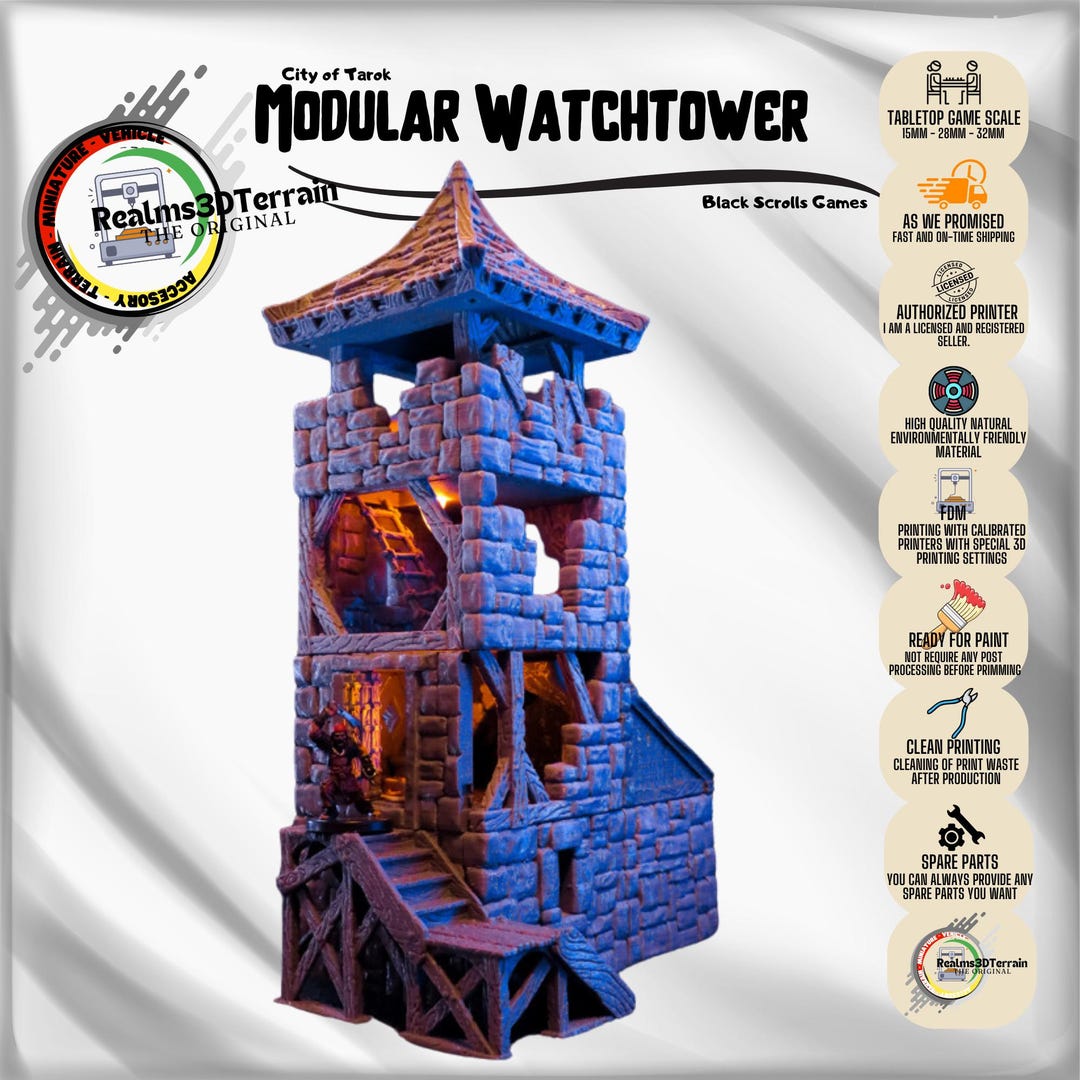 Modular Watchtower - 28mm Tabletop Terrain - Wargaming Tabletop Fantasy ...